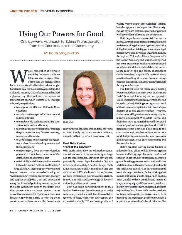 Beth Klein – Attorney and Author Beth Klein